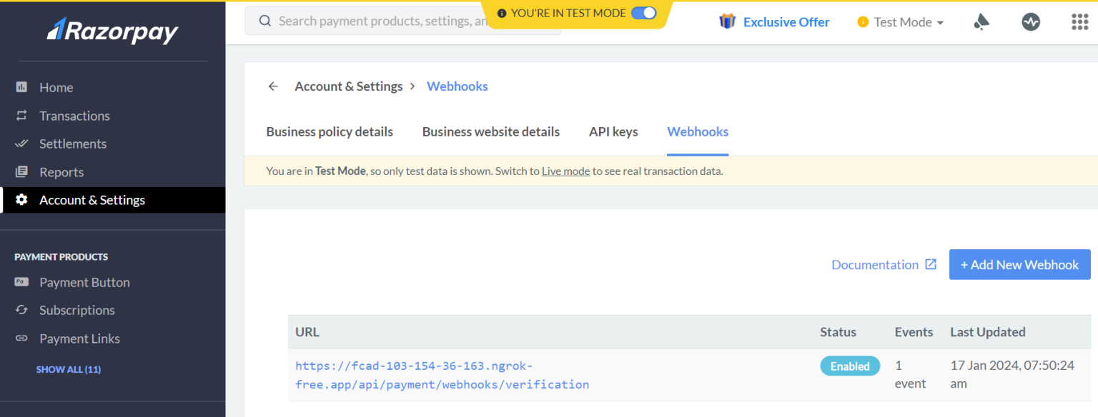 Fastify : Razorpay Webhook Signature validation - SmartCodeHelper